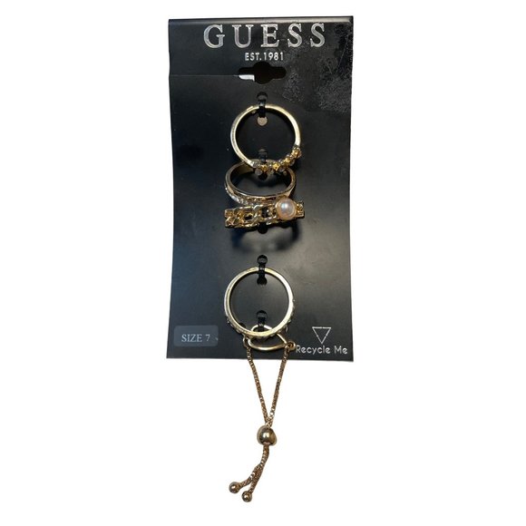 Guess | Jewelry | Guess Goldtone 6piece Set Stone Imitation Pearl Pav ...